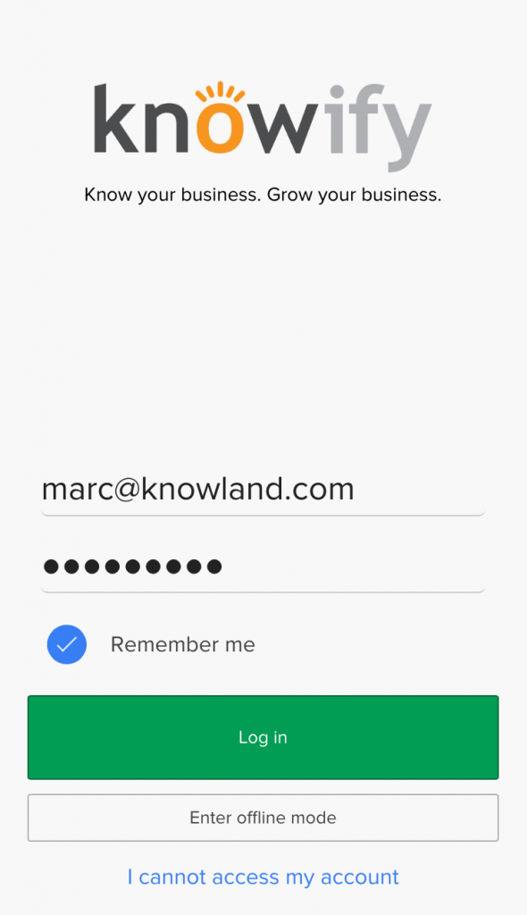 Login screen on the smartphone app to use it offline | Time tracking ...