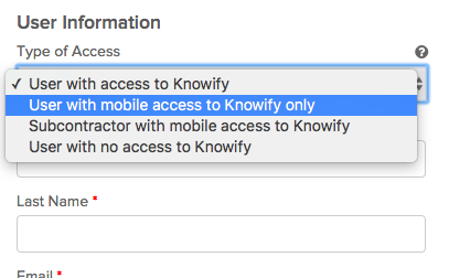 First, you’ll want to choose User with Mobile Access to Knowify Only ...