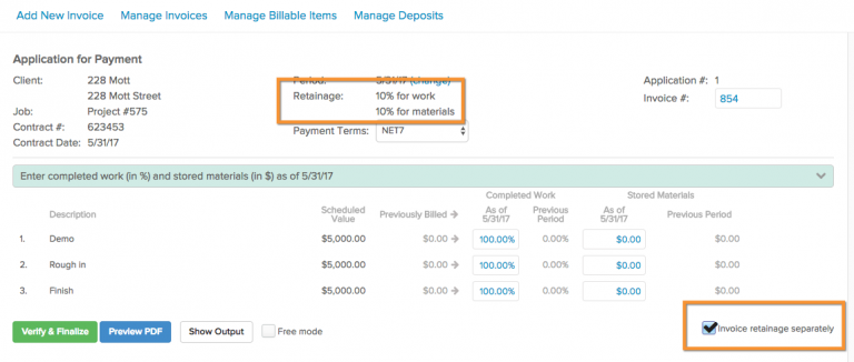 Creating a retainage invoice in the AIA format – Knowify