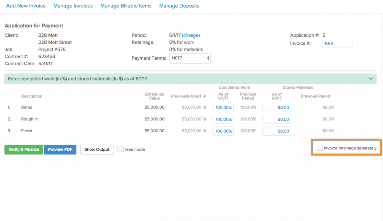 Creating a retainage invoice in the AIA format – Knowify