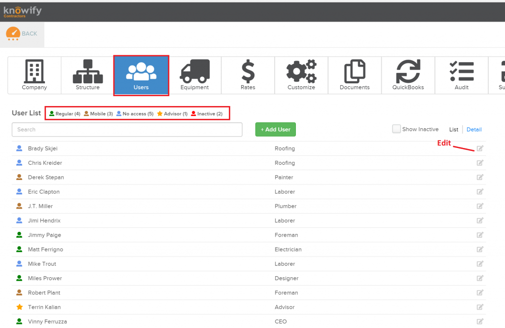 How to edit user permissions – Knowify